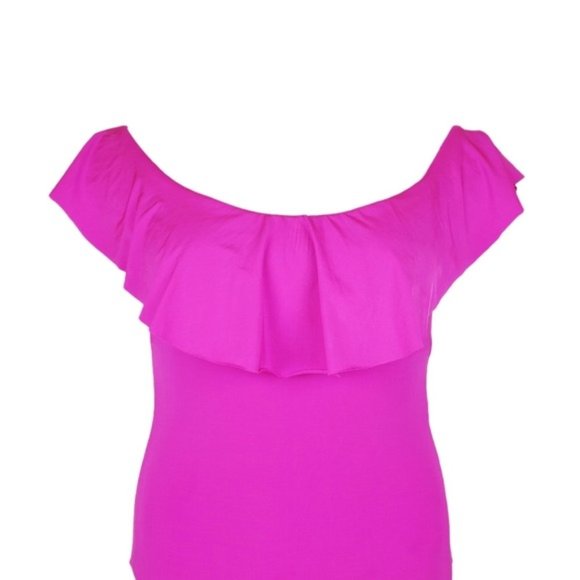 Trina Turk | Swim | Trina Turk Pink Off Shoulder Ruffle One Piece ...